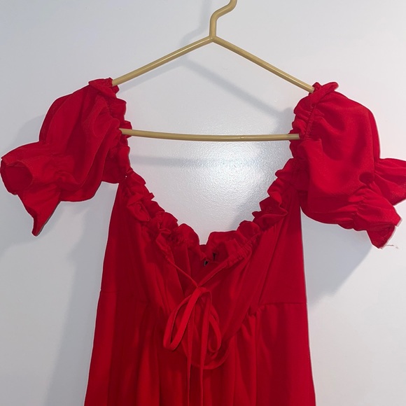 Haute Rogue | Dresses | Red Ruffled Mini Dress Onoff Shoulders | Poshmark